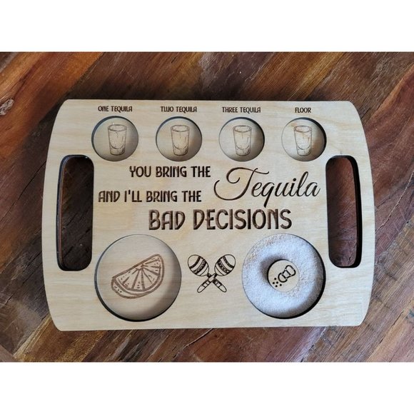 Dining | Tequila Shot Flight Board 12 Maple 11 12l X 8w With Handles ...